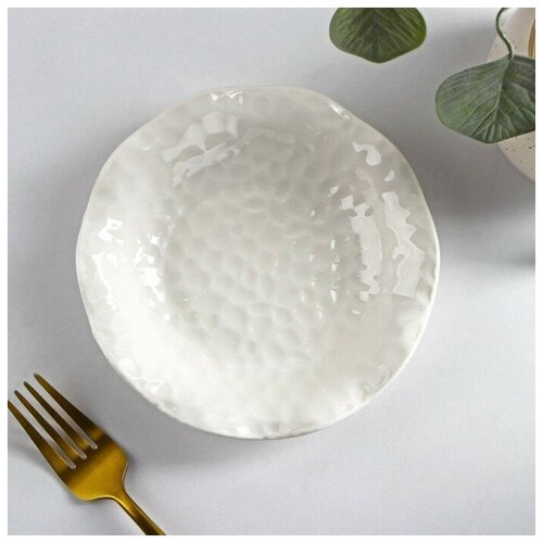 Тарелка керамическая пирожковая "Воздушность", 220 мл, d=15 см, цвет белый