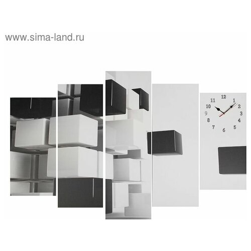 Часы настенные Сюжет модульные, "Черно-белая абстракция", 80х140 см