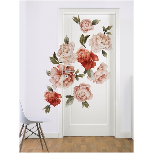 Наклейки на стену для декора цветы Пионы 120x60 см