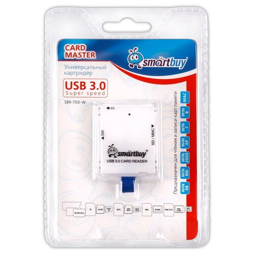 Картридер USB 3.0 SBR-700-W, White, CD/ MicroCD/MS , SmartBuy