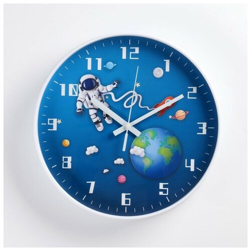 Детские настенные часы "Космос", плавный ход, d-30 см, микс