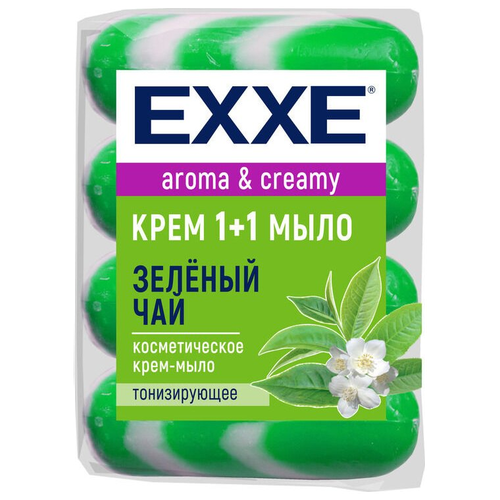 EXXE Крем-мыло 1+1 Зелёный чай зеленый чай, 4 шт., 90 г