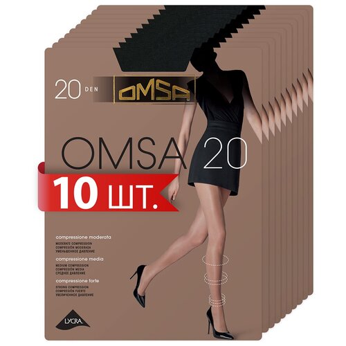 Колготки Omsa, 20 den, 10 шт., размер 5XL, черный