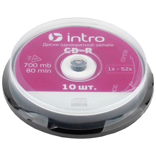 Intro Диск CD-R Intro 700Mb 52x Cake Box, 10шт (UL120230A8L)