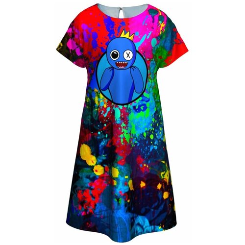 Детское принтованное платье Rainbow Friends Blue (17000) 104 см