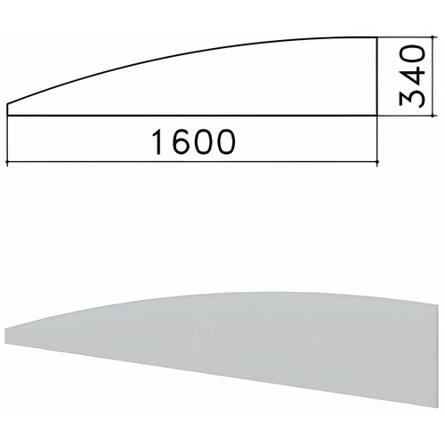 Экран - перегородка "Монолит", 1600х16х340 мм, без фурнитуры (код 640237), серый, ЭМ22.11, 1 шт.