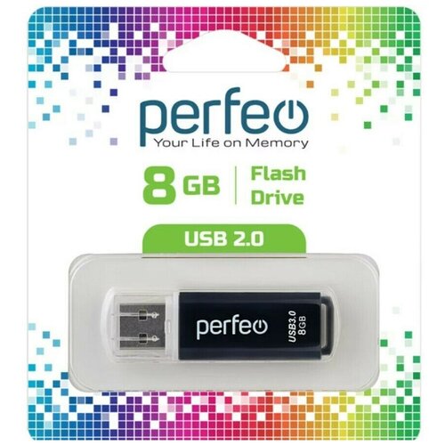 USB Флеш-накопитель USB накопитель Perfeo 8GB C13 Black