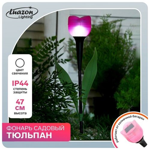 Садовый светильник на солнечной батарее "Тюльпан", 6 х 38 х 6 см, 1 LED, свечение белое