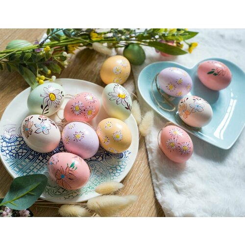Декоративные пасхальные яйца цветочный этюд, подарочный набор, 6 см, Kaemingk