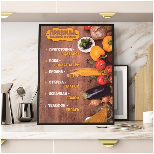 Постеры для интерьера Правила Дома "Кухни" 40*30см 1 плакат в крафтовой упаковке (без рамки)