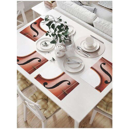 Салфетки на стол для сервировки прямоугольные, плейсмат JoyArty "Скрипка макро", 32x46 см, в комплекте 4шт.