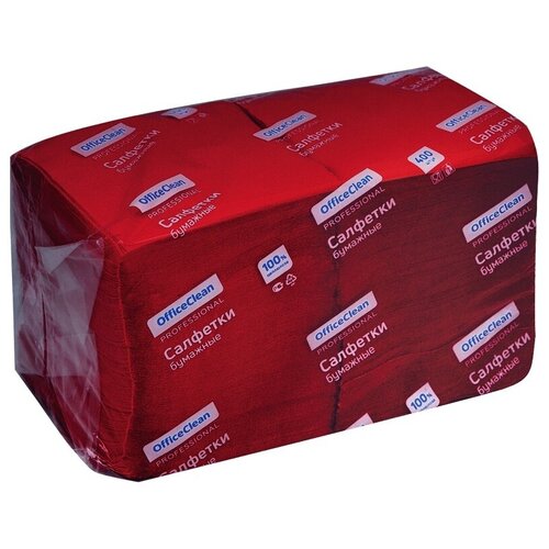Салфетки бумажные Luscan "Profi Pack", 1-слойные, 24х24 см, 400 шт, бордовый