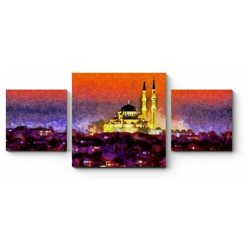 Модульная картина Сияющий Стамбул ночью 150x64