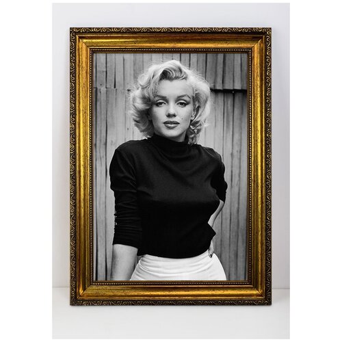 Портрет/Картина Мэрилин Монро в багетной рамке под золото / А-2 (40x60 см.)