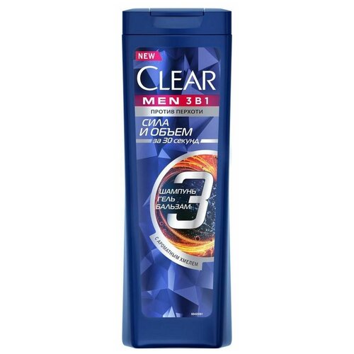 Шампунь Clear MEN 3 в 1 Объём и Сила, 400 мл.