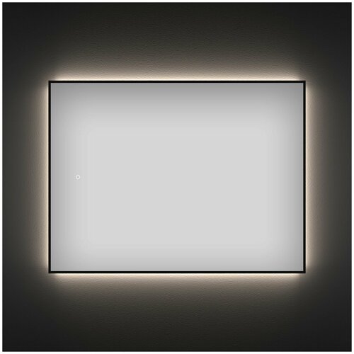 Настенное зеркало в ванную с подсветкой Wellsee 7 Rays' Spectrum 172200950 : влагостойкое прямоугольное зеркало 75х60 см с черным матовым контуром