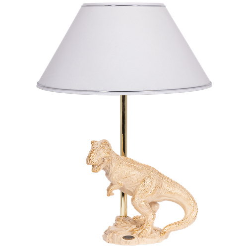Настольная лампа Bogacho Динозавр Тирекс кремовая с абажуром белого цвета ручная работа