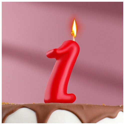 Страна Карнавалия Свеча для торта цифра "Овал" "1", красная, 5,5 см
