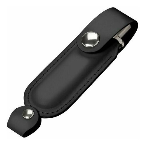 Подарочная флешка кожаная на кнопке черная, оригинальный сувенирный USB-накопитель 128GB
