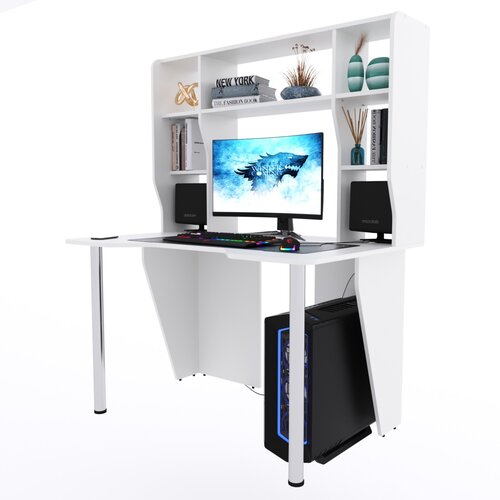 Компьютерный стол "Старк" с большой надстройкой, 140х90х152,6 см, белый