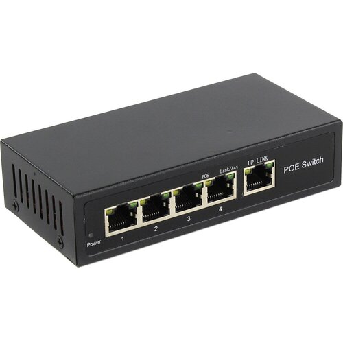 POE-коммутатор 4-канальный, 1xRJ45 UPLINK, POE-A, 65Вт | ORIENT SWP-5504POE