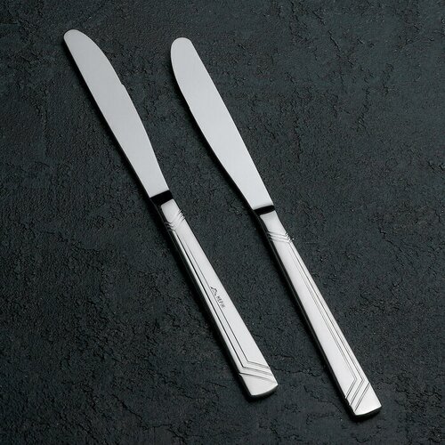 Нож столовый Аппетит, толщина 2 мм, цвет серебряный, 6 шт.