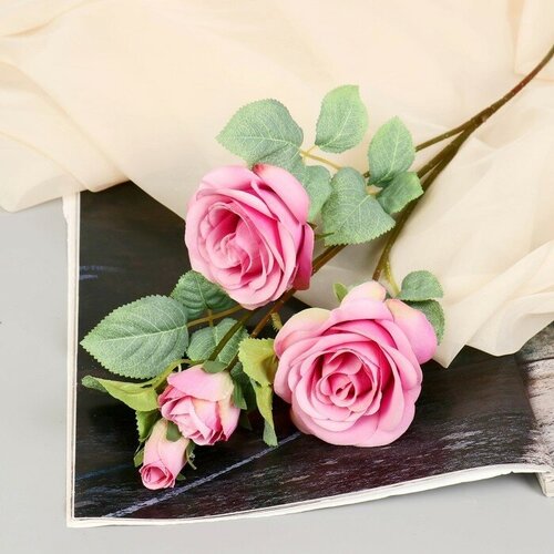 Poetry in flowers Цветы искусственные "Роза кустовая" 67 см, ярко-розовый