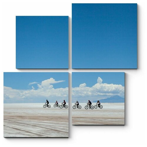 Модульная картина Велосипедисты на небесном фоне170x170