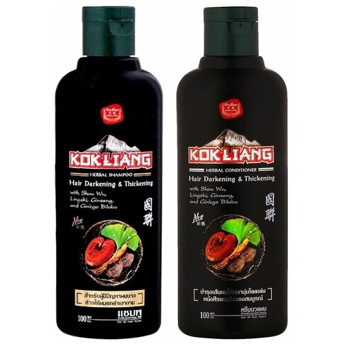 Шампунь и кондиционер для темных волос Kokliang Hair Darkening & Thickening, 2 Х 100мл.