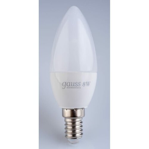 Лампа светодиодная LED 8 Вт 560 Лм 6500К холодная Е14 Свеча Elementary | код.33138 | GAUSS (7шт. в упак.)
