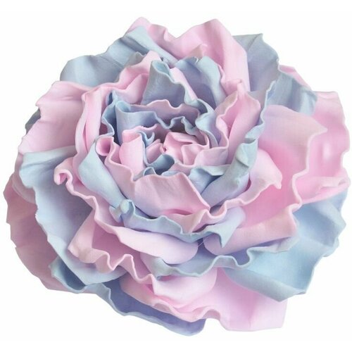Заколка-брошь для волос/одежды/сумки большой цветок роза серо-розовая 0823м