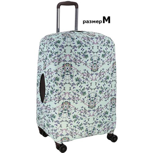 Чехол для чемодана Vip collection AC_021_М_цветы, размер M, зеленый