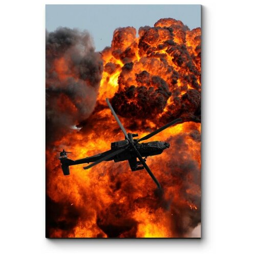 Модульная картина Вертолет против гигантского взрыва 60x90