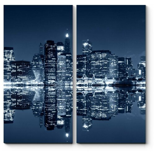 Модульная картина Манхэттен ночью, Нью-Йорк 40x40