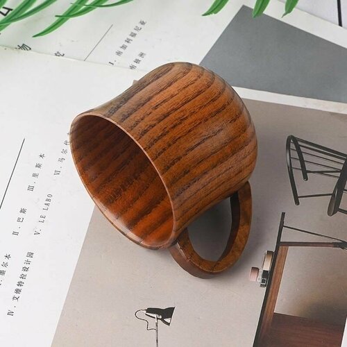 Чашка деревянная кружка из дерева кофейная чайная с ручкой