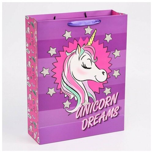 Пакет ламинат вертикальный Unicorn dreams, Минни Маус и единорог, 31х40х11 см