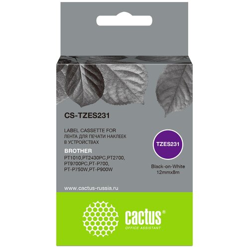 Картридж ленточный Cactus CS-TZES231 TZe-S231 черный для Brother 1010/1280/1280VP/2700VP