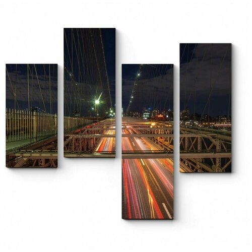 Модульная картина Ночной мост84x79