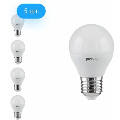 Светодиодная лампа JazzWay Pled Super Power 7W эквивалент 60W 5000K 520Лм E27 шар (комплект из 5 шт.)