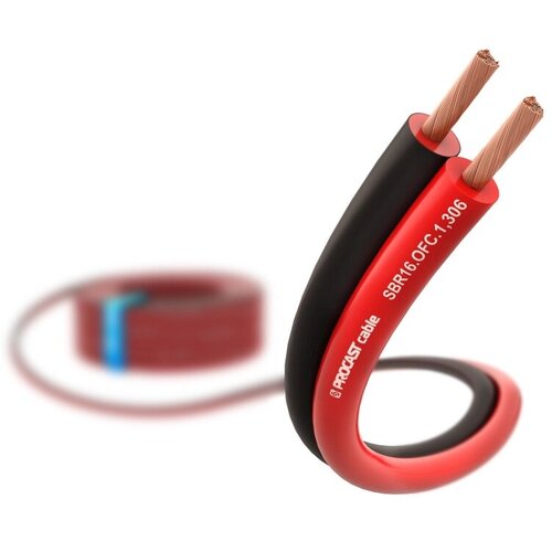 Инсталляционный красно-черный акустический кабель 2х1,306mm² PROCAST Cable SBR 16. OFC 3м
