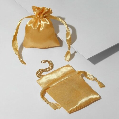 Мешочек подарочный атласный с лентой, 7 х 9см, цвет золотой