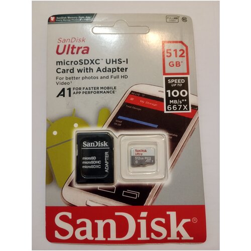 Карта памяти SanDisk Ultra 512GB microSDXC Class 10 (SDSQUAR-512G-GN6MA)