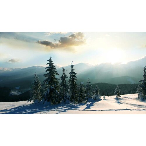 Картина на холсте 60x110 Альянс Лес "Пейзажи горы зимние холод" на подрамнике / интерьер/ декор