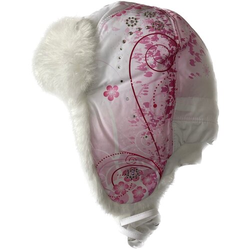 Шапка ушанка TuTu, размер 50-52, розовый, белый