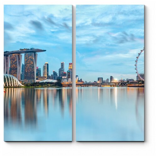 Модульная картина Огни ночного Сингапура 110x110