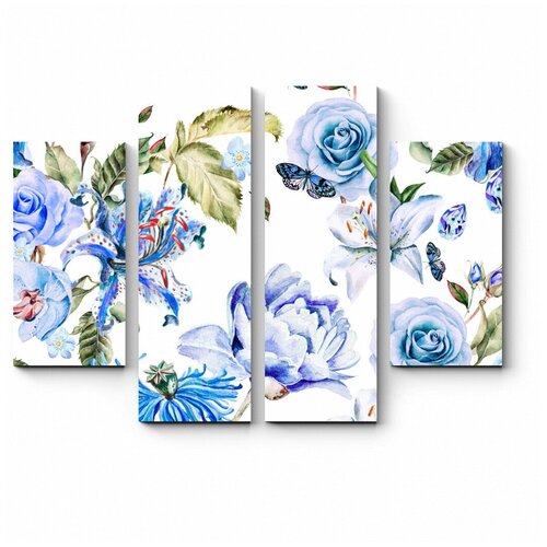 Модульная картина Голубые цветы 90x68