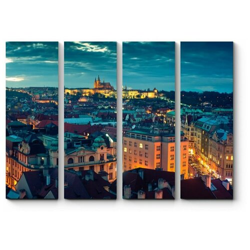 Модульная картина Панорама ночной Праги 120x90