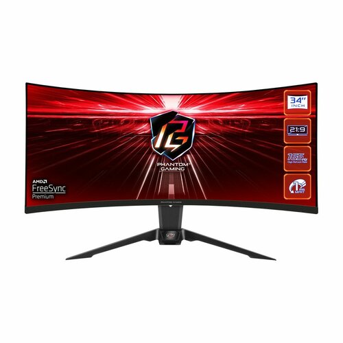 34" Монитор ASRock Phantom Gaming PG34WQ15R2B, VA, 165Гц, 3440x1440, черный