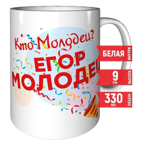 Кружка Кто молодец? Егор молодец! - стандартная керамическая 330 мл.