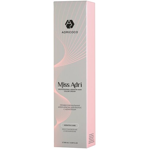 ADRICOCO Miss Adri крем-краска для волос с кератином, 10.012 платиновый блонд прозрачный пепельный перламутровый, 100 мл